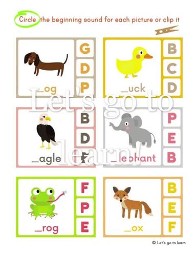 Beginning Sound Clip Cards, Animal Alphabet, Literacy, Phonics, 52 Cards