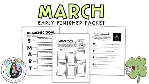 AVID St. Patrick's Day | March Early Finisher Activity Packet-With ...