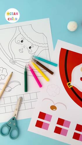 Printable Santa Craft | Christmas Coloring & Cut-and-Paste Activity Low ...