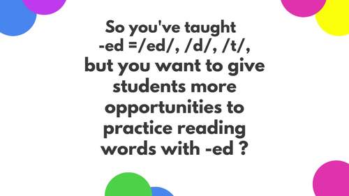 Suffix -ed| Phonics| Reading Practice| Game w/ Google Slides™ | TPT