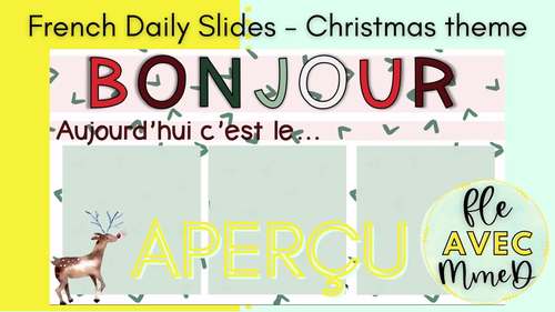 French Christmas Daily Slides Templates by FLE avec MmeD | TPT