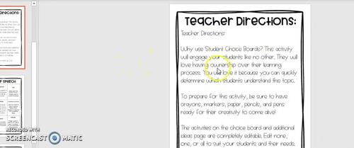 Parts of Speech {editable} Choice Board by Edit or Regret It | TPT