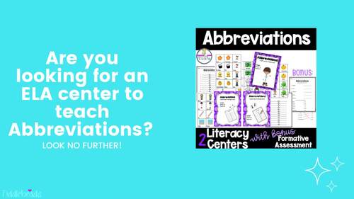 Abbreviations Hands-On Literacy | Grammar Centers by Fiddleheads