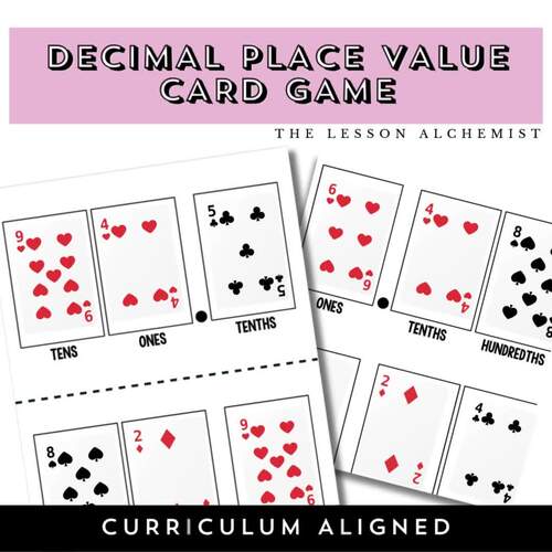 Decimal Place Value Card Game by The Lesson Alchemist | TPT
