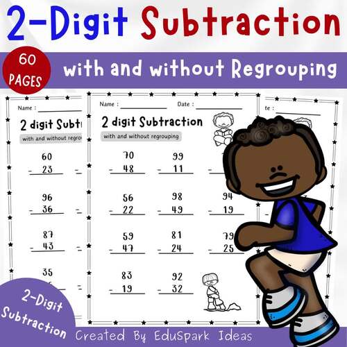 2-Digit Subtraction Worksheets | With & Without Regrouping | 1st, 2nd ...