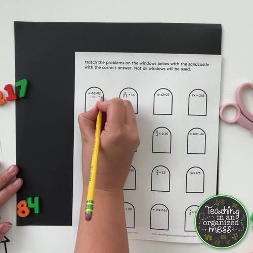 Solving One-Step Equations End of the Year Review Summer Math Activity