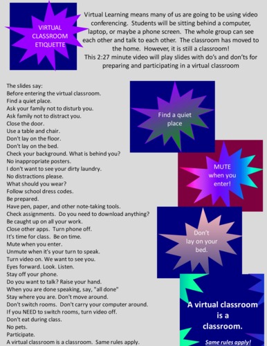 Virtual Classroom Etiquette - Distance Learning - video conferencing ...