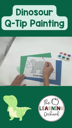 NO PREP Morning Tubs DINOSAUR Q-Tip Cotton Swab Mats for Fine Motor Centers