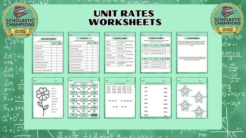 UNIT RATES AND PRICE- 6th Grade Middle School Math Worksheets for Handouts