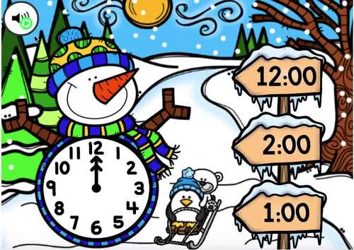 Telling Time | Hour & Half Half | Winter Snowman (BOOM CARDS) by Tong ...