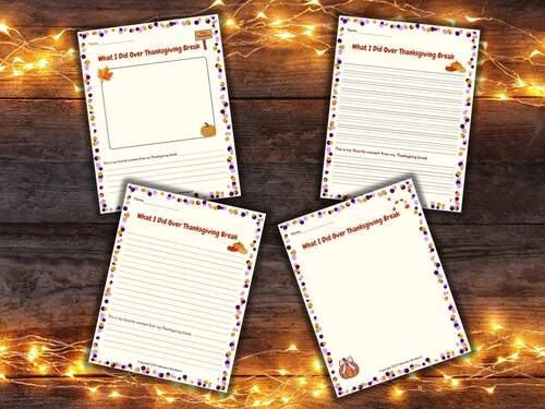 What I Did Over Thanksgiving Break – Writing, Drawing & Coloring ...