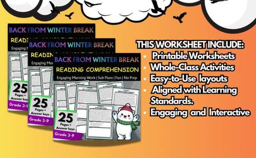 January Back From Winter Break Reading Comprehension Passages 4th,5th ...