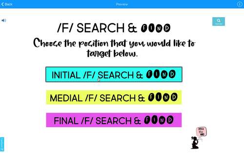 F Sound Articulation Boom™ Cards Search & Find Game by Speech Your Mind