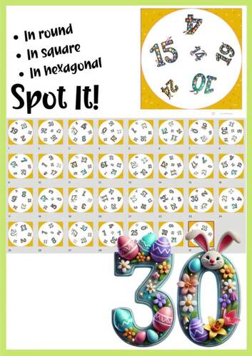 Easter-Themed Spot It! Game: Numbers Fun Learning for Elementary + ESL ...