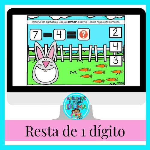 RESTA hasta el 10 | Spanish subtraction boom cards by Hablemos el Mismo ...