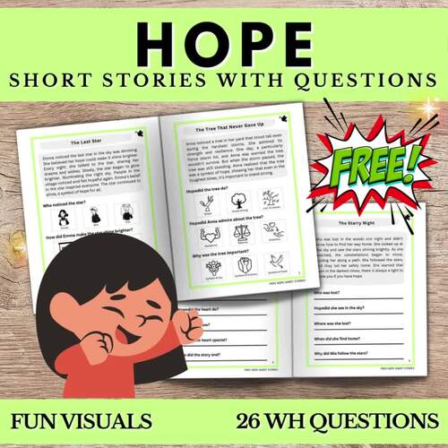 Free Hope Short Stories W/ WH Open Questions Autism Reading SEL Speech ...