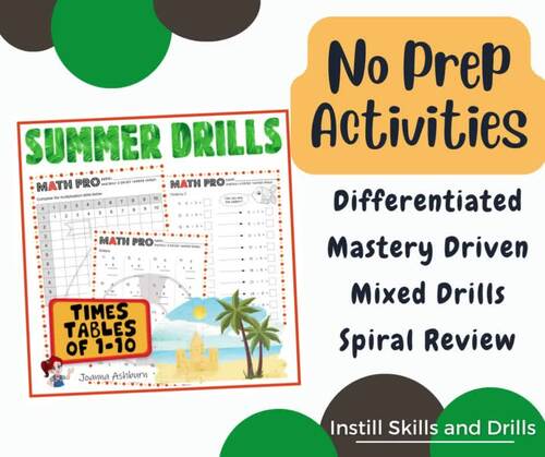 Summer Review Activities | Multiplication Tables 1 to 10 Practice ...