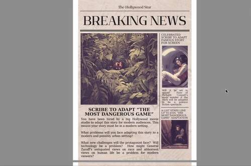 "The Most Dangerous Game" Creative Writing Project Prompts | TPT