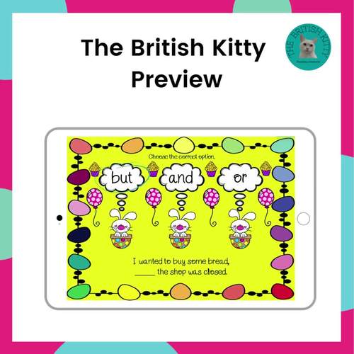 Easter Conjunctions - And But Or - Grammar Boom Cards™ by The British Kitty