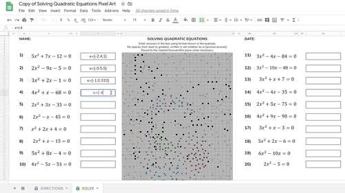 Quadratic Formula | Solving Quadratic Equations Digital Pixel Art ...