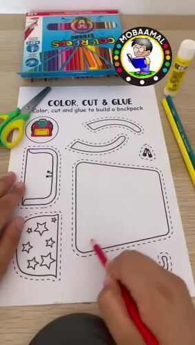 Backpack Craft : Cut and Glue | Cutting Practice | Back to School Worksheet