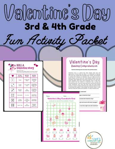 Fun Valentines Day Activity Book Printable Worksheet|3rd & 4th Grade