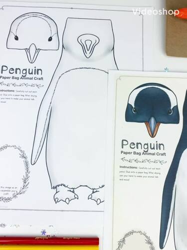 Penguin | Paper Bag Puppet | Printable Craft Template by Simply Schoolgirl