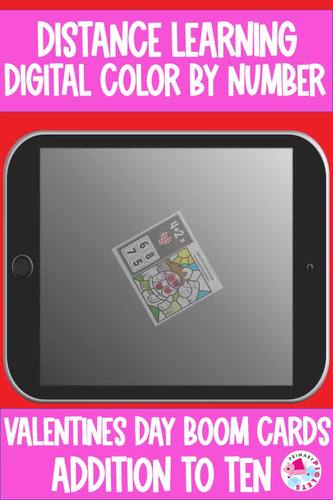 VALENTINE'S DAY MATH BOOM CARDS - ADDITION TO 10 by Primary Piglets