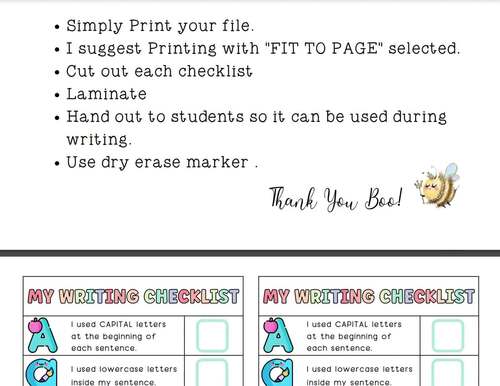 Writing CheckList (With Visuals) by They Call Me Queen B | TPT
