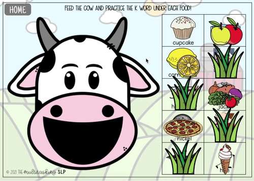 Feed the Cow Language & Articulation | Speech Therapy | BOOM CARDS™