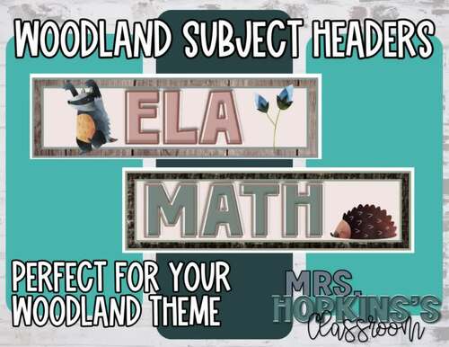 Focus Wall Subject Headers in Woodland Theme Classroom Decorations