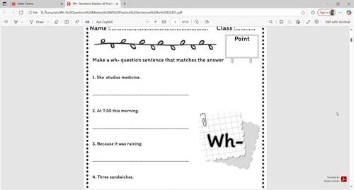 Wh- Questions Mastery 60 Practice Sentences for ESL/EFL by chiwden