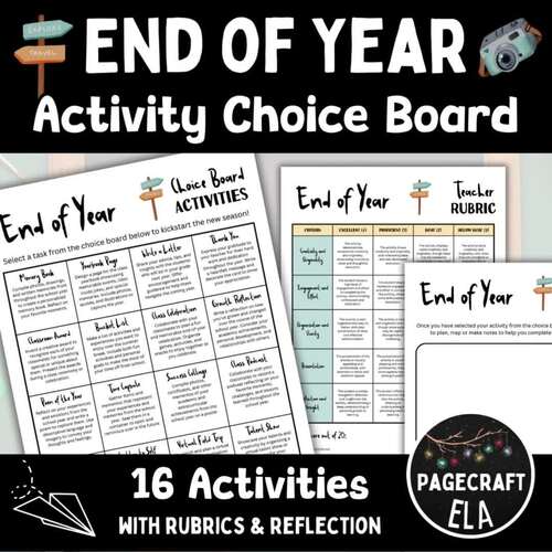 End of Year Classroom Activity Choice Board with Teacher and Student ...
