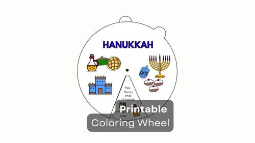 Hanukkah Coloring Wheel, Printable Kids Craft, Hebrew and Sunday School ...