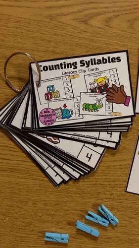Counting Syllables Literacy Clip Task Cards | Phonemic Awareness
