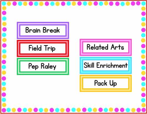 Printable Bright Classroom Schedule Cards, Schedule Labels, Editable Cards
