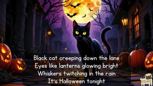 Music: Black Cat Halloween Choir Song Classroom Songs Reading Lyrics ...
