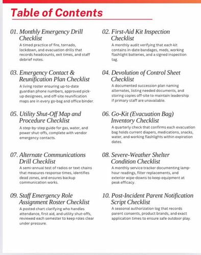 SOP Series: Childcare Emergency Prepared Checklist Bundle by Admin 4 You