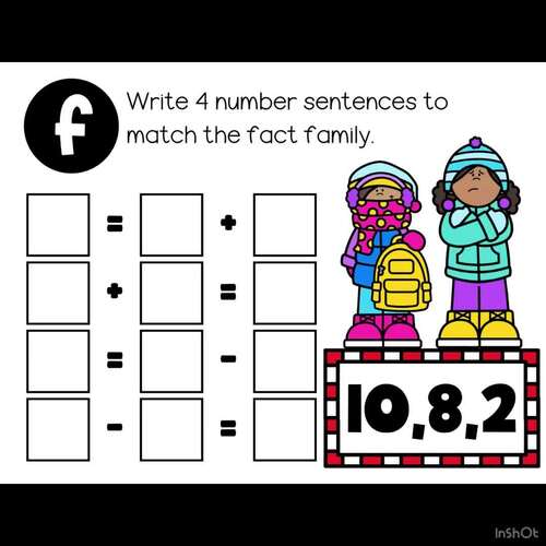 Winter 1st Grade Math {Addition + Subtraction Fact Families} | TPT