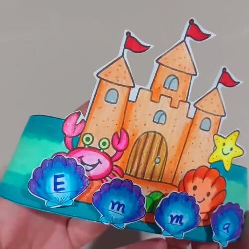 Sandcastle Name Headband Hat Paper Crown Craft | Activities Summer End ...