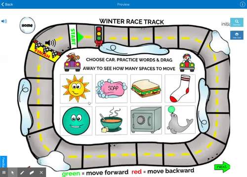 Boom Cards™ Winter Race Track: Articulation for K, G, F, V by Speech ...