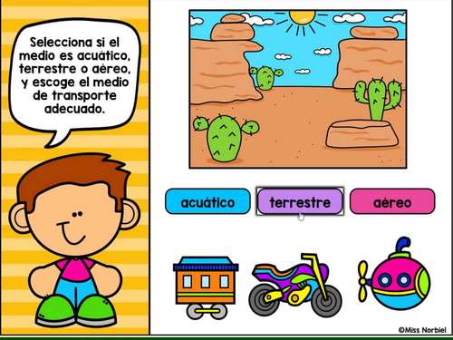 Medios de transporte Boom Cards, transportation in Spanish by Miss Norbiel