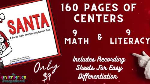 Santa Math and Literacy Centers by Kindergarten Smorgasboard | TPT