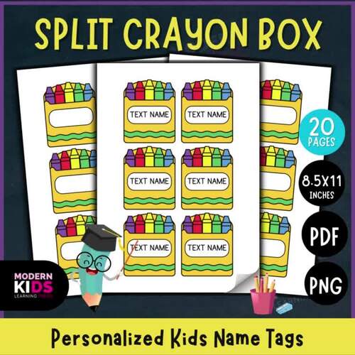 Split Crayon Box Personalized Kids Name Tags by ModernKids LearningPress