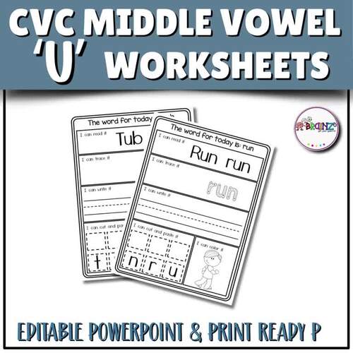CVC Middle U Worksheets – Letter of the Day Phonics Activities ...