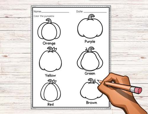 Pumpkin Kindergarten Sub Plans - Independent Work - Review Worksheets- Fall