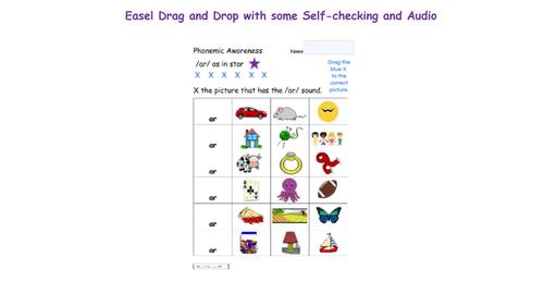Ar, Or Word Family - Printable Worksheets, Drag & Drop Easel, Audio