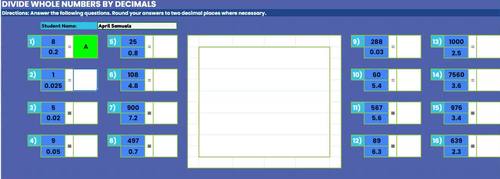 Divide Whole Numbers By Decimals Digital Award and Print Activity