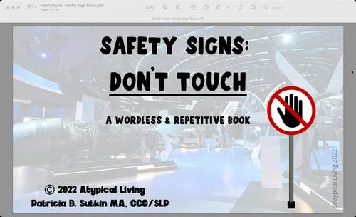 Life Skills: Don't Touch- Safety Signs- A Wordless and Repetitive E-Book