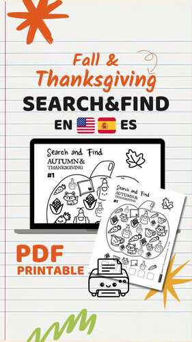 No Prep Thanksgiving Search and Find Printable for Kids - Preschool to ...